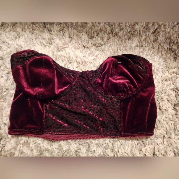 silence + noise | Tops | Maroon Velvet Corset Top | Poshmark